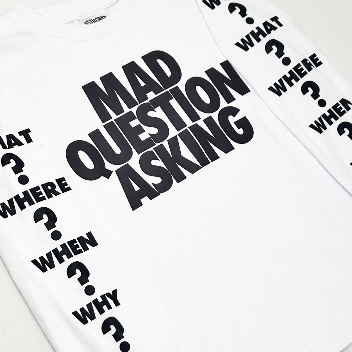 Mad Question Asking Long T-Shirt (White) – Little Giants